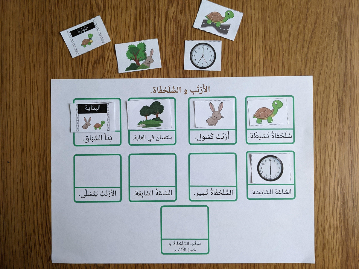 Arabic Storyboard Activity Printable Resource | Hare and Tortoise | Di